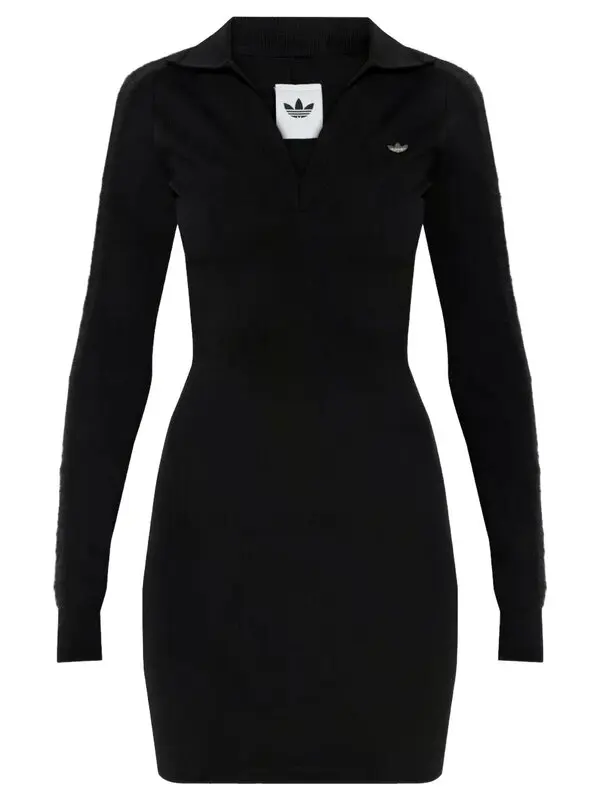 Adidas Long-sleeve Polo-collar Mini Dress - Black