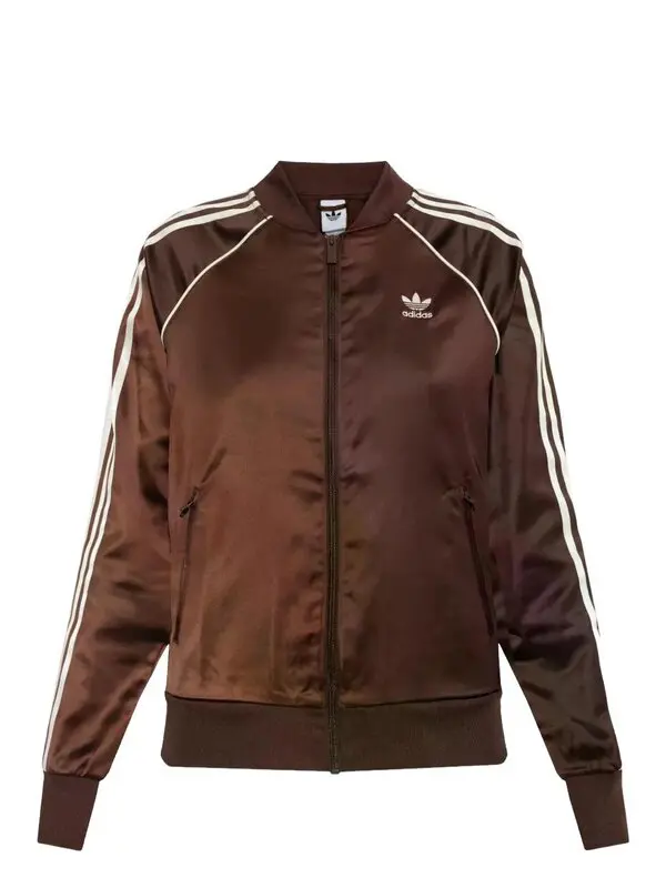 Adidas Adicolor Satin Zip-up Jacket - Brown