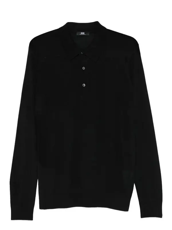 Alpha Studio Fine-knit Polo Shirt - Black