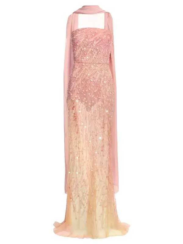 Elie Saab Bead-embroidered Strapless Maxi Dress - Pink
