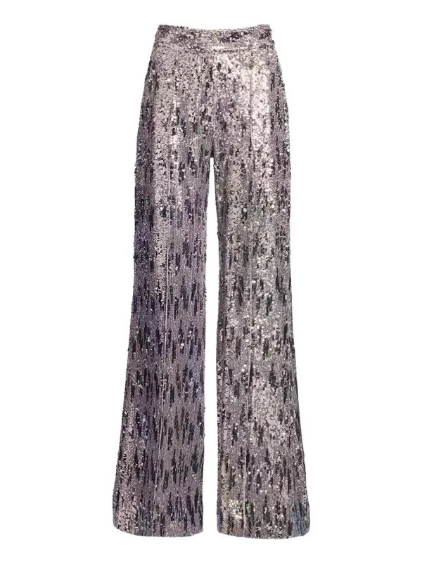 Elie Saab Sequin-embellished Wide Leg Pants - Silver