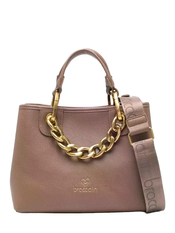 BRACCIALINI Leather Tote Bag - Brown