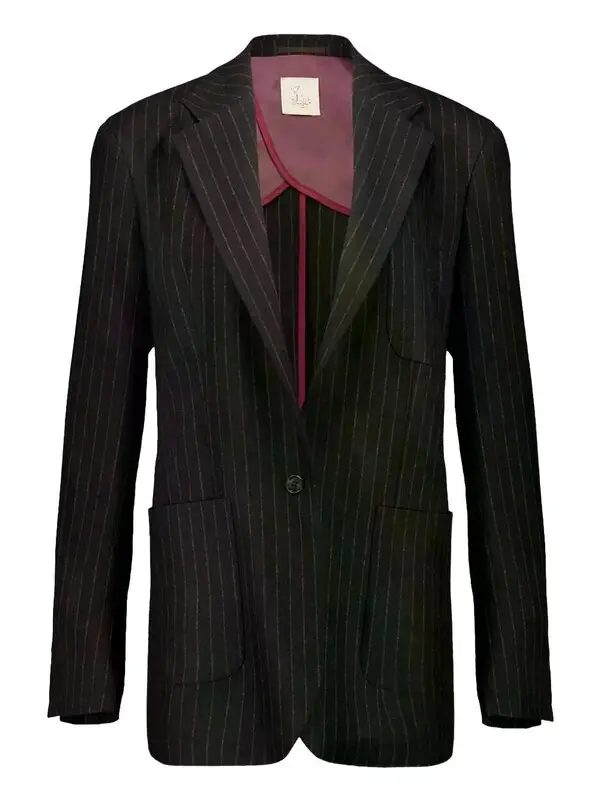 PAULA Pinstripe Tailored Blazer - Black