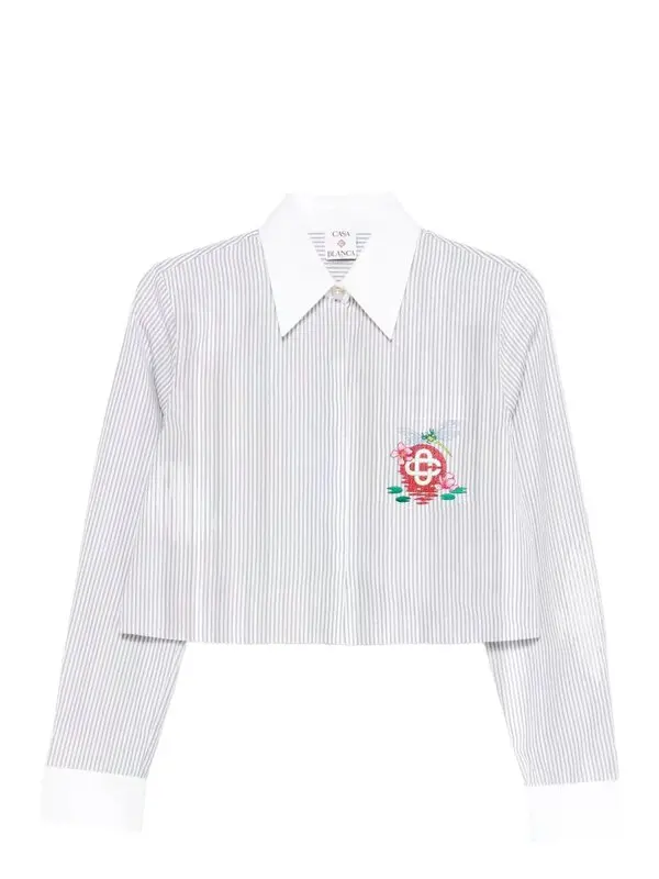 Casablanca Striped Embroidered Shirt - White
