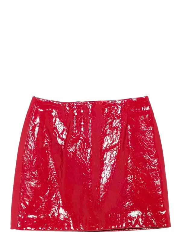 CASSELL Leather Mini Skirt - Red