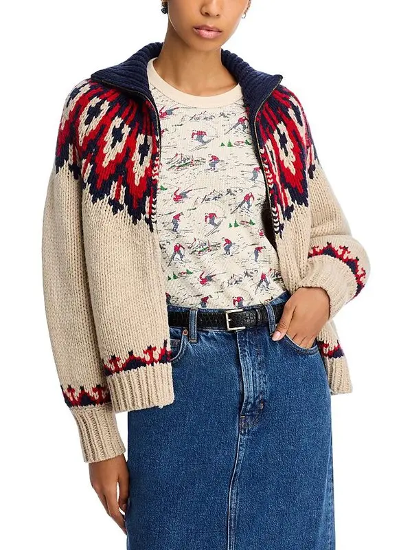 The Great. The Nordic Cardigan Sweater - Glacier Fair Isle