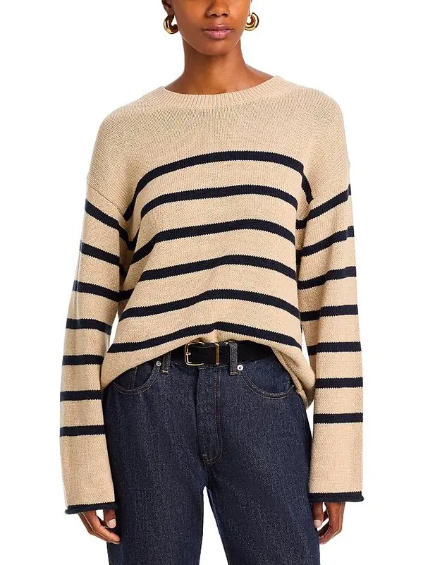Velvet By Graham & Spencer Lucia Striped Sweater - Oat/navy