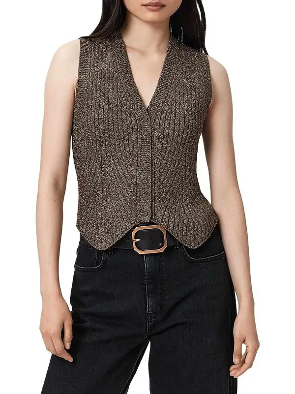 ALLSAINTS Cruz Shine Vest - Bronze Brown