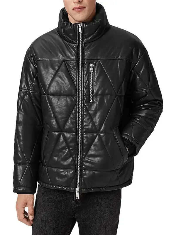 ALLSAINTS Leather Puffer Jacket - Black