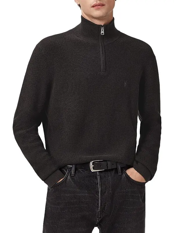 ALLSAINTS Zip Funnel Neck Sweater - Espresso Brown
