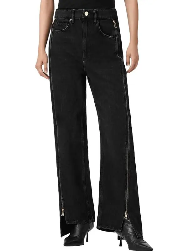 ALLSAINTS Frankie Zip High-rise Jeans - Washed Black