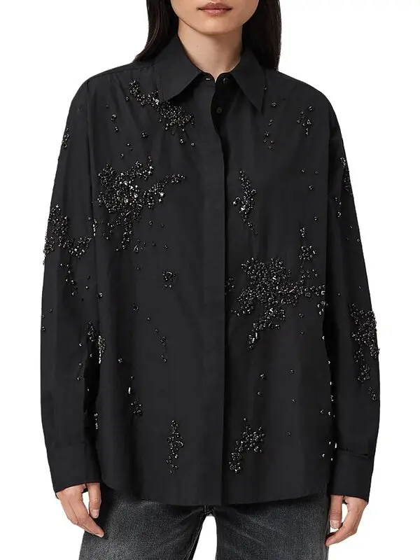 ALLSAINTS Gemi Embellished Shirt - Black
