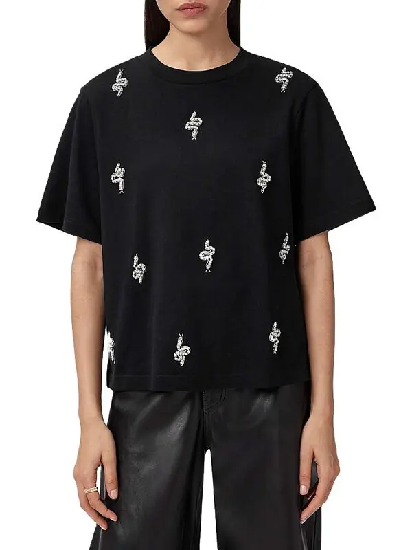 ALLSAINTS Rhea Lisa Embellished Tee - Black