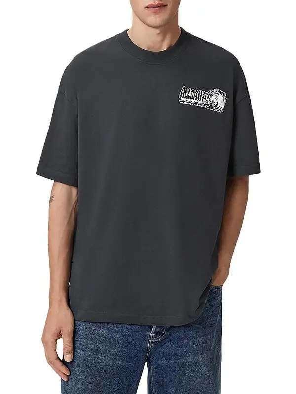 ALLSAINTS Burnout Short Sleeved Crewneck Tee - Washed Black