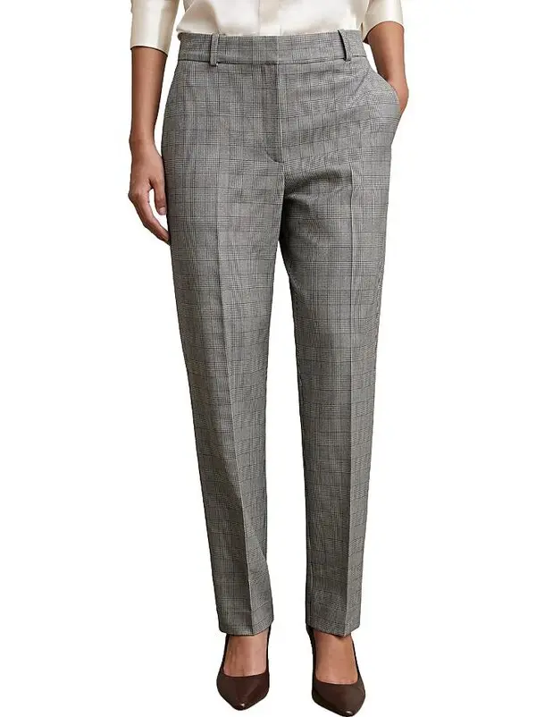 REISS Brooklyn Check Slim Pants - Grey