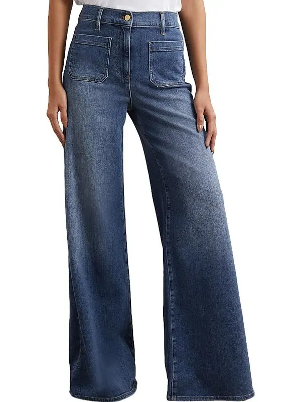 REISS Bella High-rise Wide-leg Jeans - Mid Blue