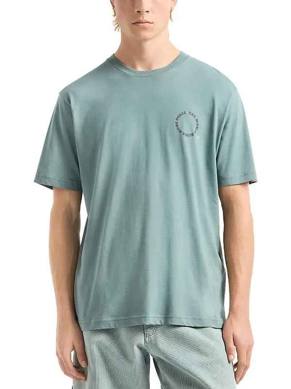 Emporio Armani Peace Sign Logo Tee - Stormy Blue