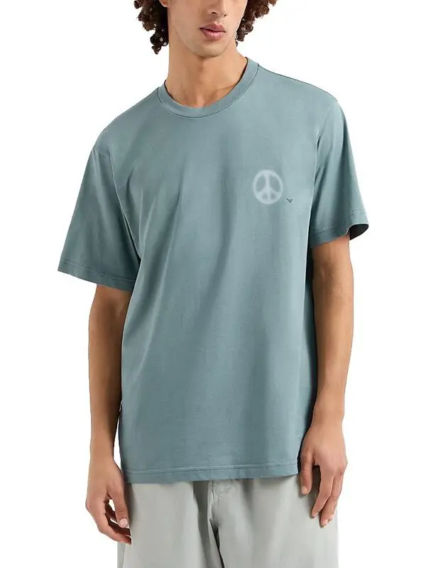 Emporio Armani Peace Sign Logo Tee - Stormy Blue