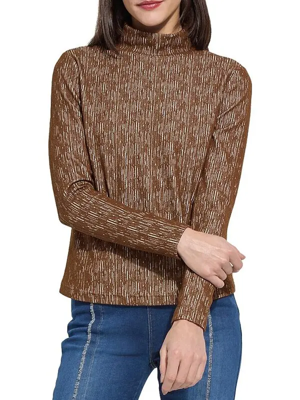 Lyssé Carter Textured Turtleneck Top - Robust Brown