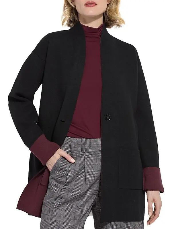 Lyssé Nicolette Double Faced Cardigan - Black/ Dark Plum