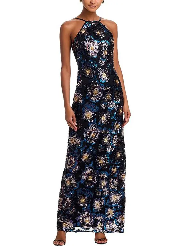 Adrianna Papell Sequinned Maxi Dress - Blue Multi