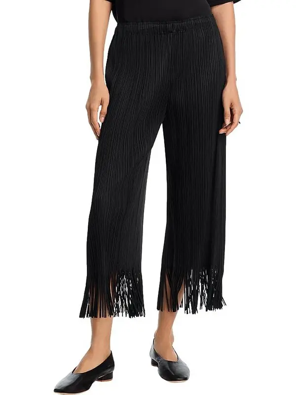 Issey Miyake Fringe Trim Wave Pants - Black
