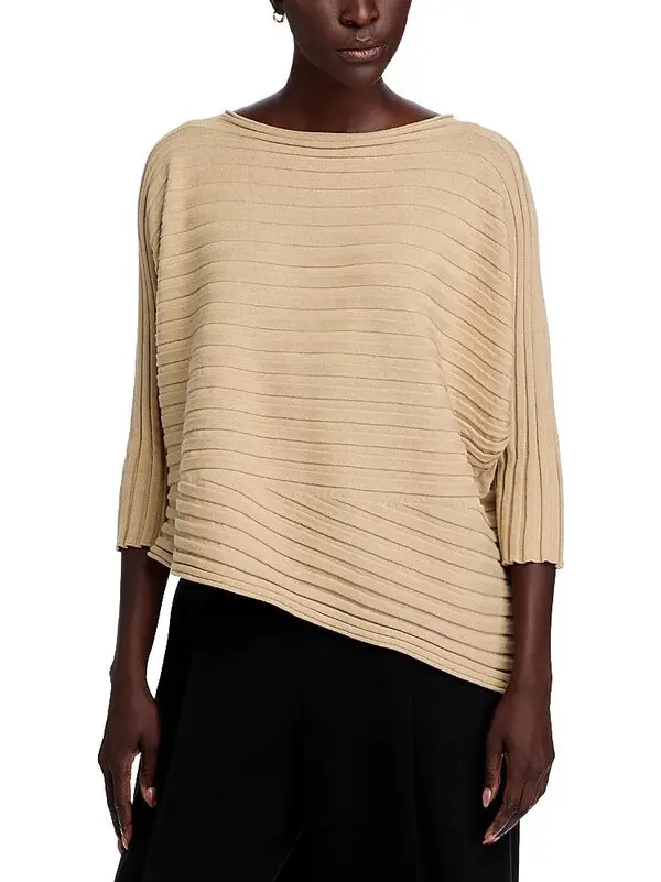 Issey Miyake Asymmetrical Cotton Cashmere Sweater - Beige