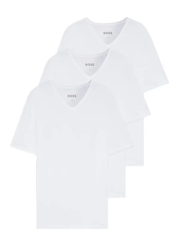 BOSS V Neck Tees, Pack Of 3 - White