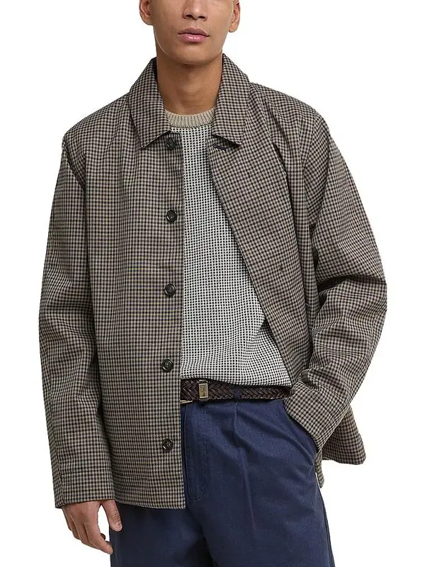 Barbour Short Lorden Jacket - Stone/ Navy Check