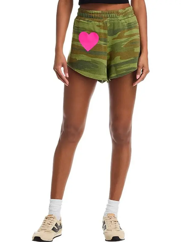 Aviator Nation Heart Graphic Shorts - Camo/pink