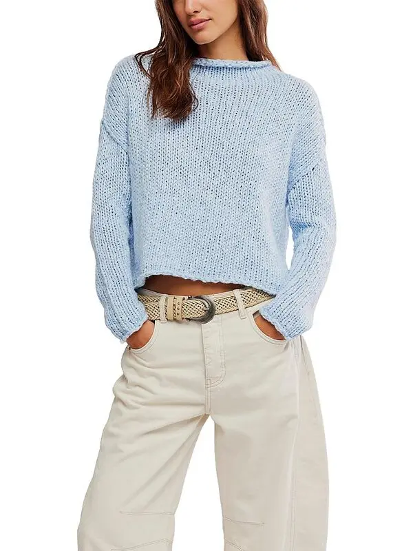 Free People Opal Cropped Sweater - Cashmere Blue