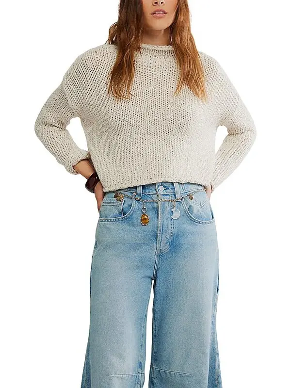 Free People Opal Cropped Sweater - Tea