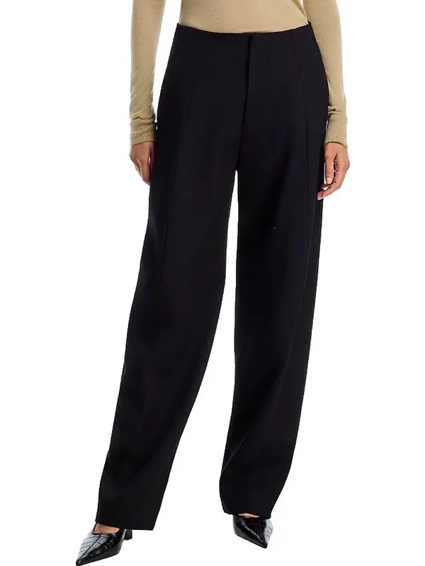 Victoria Beckham Wool Sculptural Leg Trousers - Black