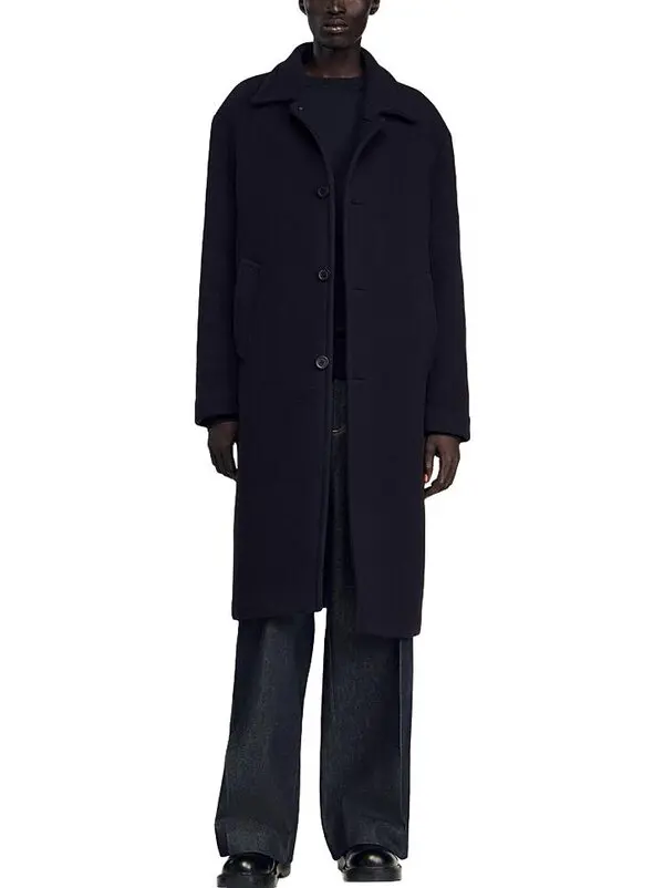 Sandro Alain Coat - Navy Blue