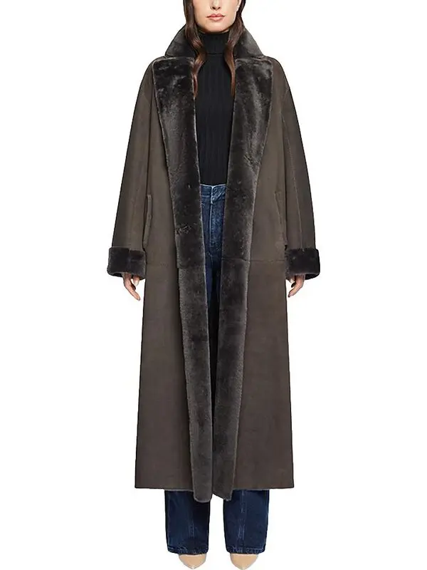 HISO Danielle Reversible Shearling Coat - Cappucino