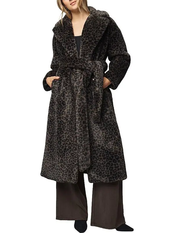 Splendid Lucia Faux Fur Leopard Print Coat - Leaopard Print