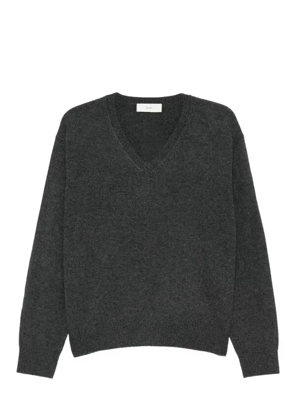 DUNST V-neck Fine Knit Sweater - Grey