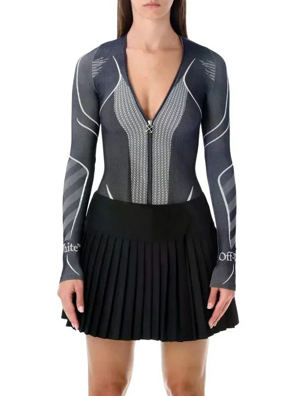 Off-White Diag Seamless Zip Bodysuit - Grey