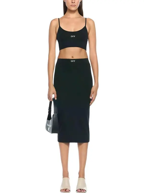 Off-White Sleek Spaghetti-strap Crop Top - Black