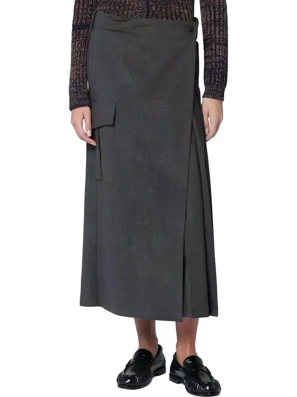 P.a.r.o.s.h Pleated Maxi Wrap Skirt - Grey