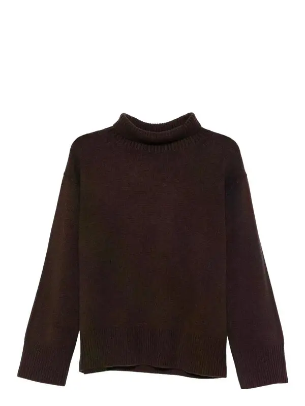 Soft Goat Cashmere Roll Neck Sweater - Brown