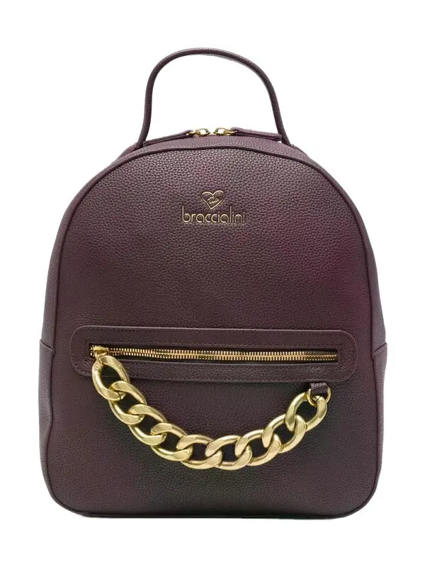 BRACCIALINI Grained Texture Chain-detail Backpack - Purple