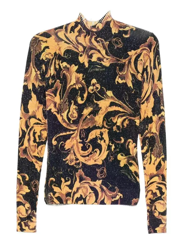 Versace Baroque High-neck Blouse - Black