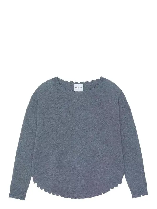 KUJTEN Mela Flannel Scalloped Sweater - Grey