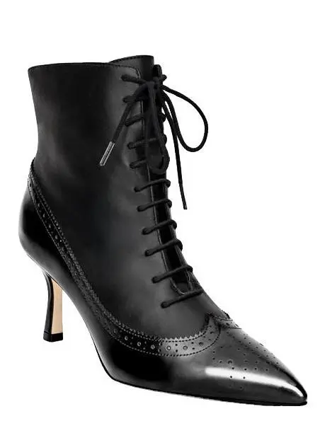L'Agence Fayette Lace-up Bootie - Black Leather