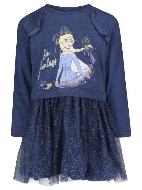Disney Long Sleeve Tulle Dress - Queen Elsa Purple Purple