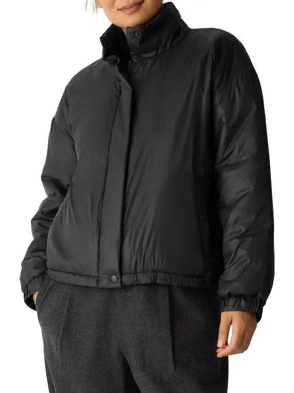 Eileen Fisher Stand Collar Puffer Jacket - Black