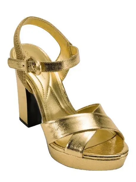 Donna Karan New York Platform Sandal With Ankle Strap - Gold