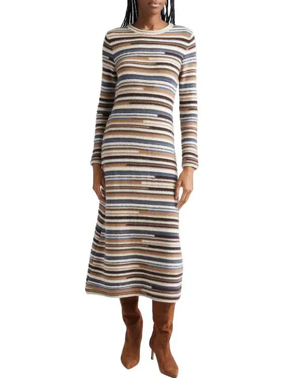 Veronica Beard Sanders Stripe Maxi Sweater Dress - Dark Acorn Multi