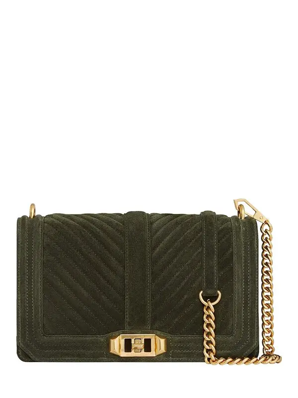 Rebecca Minkoff Love Chevron Quilted Leather Crossbody Bag - Moss